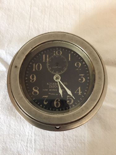 Antique Vintage 8 day Keyless Auto Clock Co. Car Clock. Runs but has ...