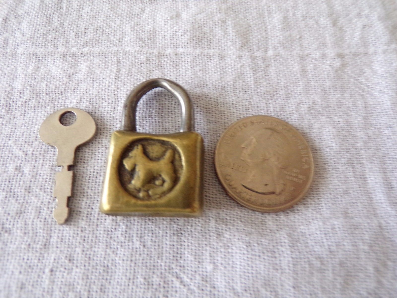 Antique Small Miniature Scottie Padlock Lock w/ Key Vintage Dog Collar ...