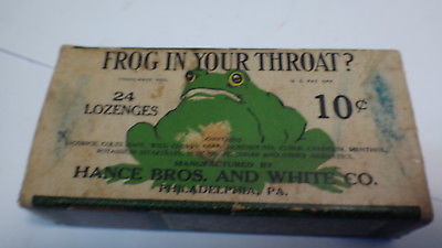 VINTAGE HANCE BROTHERS LOZENGES BOX WITH FROG GRAPHICS ANTIQUE MEDICINE ...