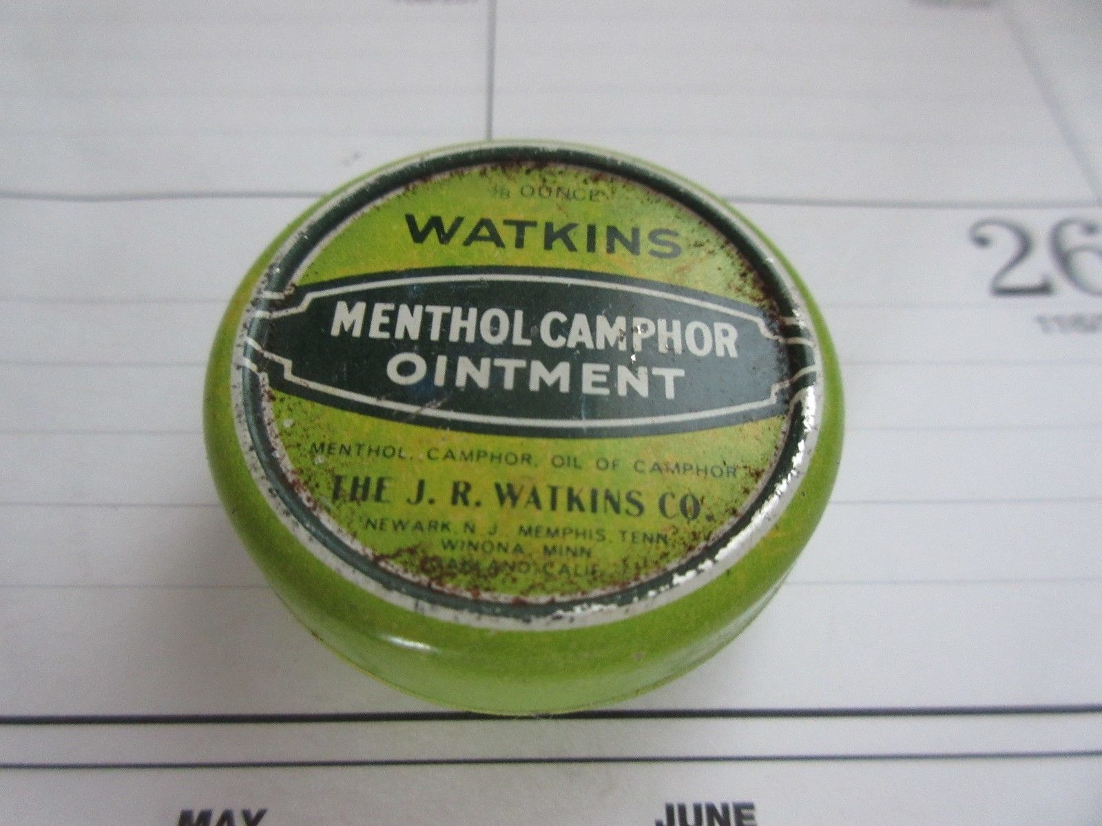 Vintage Medical unmarked free sample Watkins Menthol Camphor Ointment ...