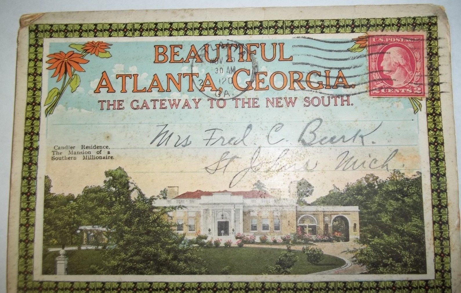 Vintage Beautiful Atlanta Georgia Postcard Folder - Street Scenes, Flag ...