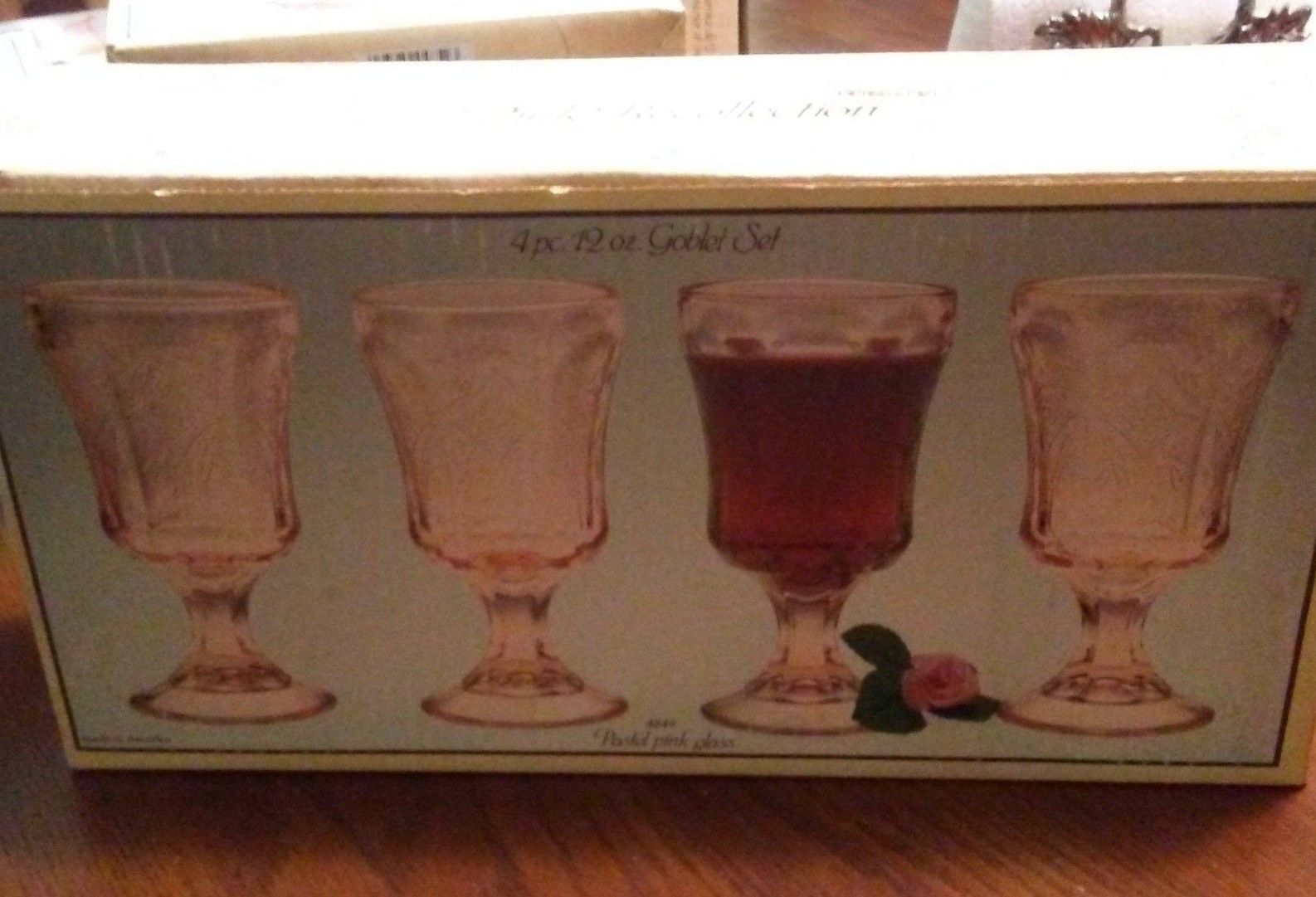 Vintage Pink Recollection Depression Glass Goblets Indiana Glass Madrid
