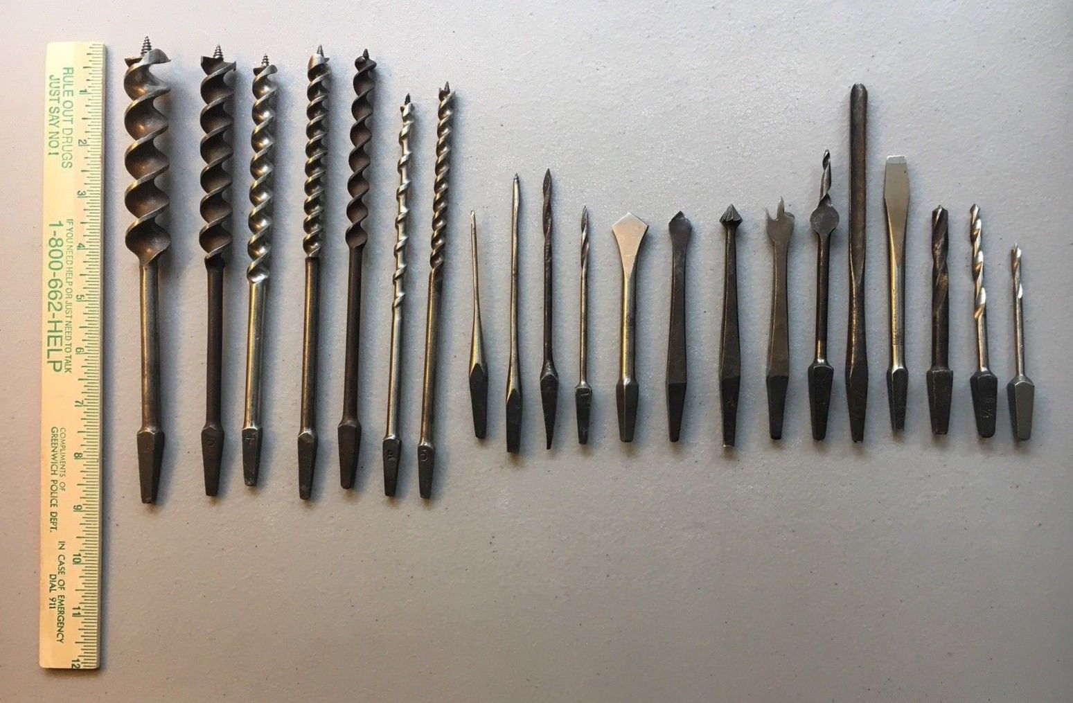 Lot 21 Antique Vintage Brace Hand Drill Bits Nice condition-Auger+nice ...