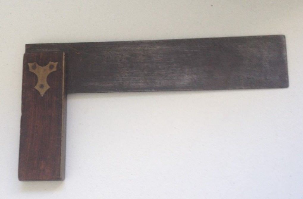 Antique Vintage Wood SQUARE Tool BRASS Inlay Steel -- Antique Price ...