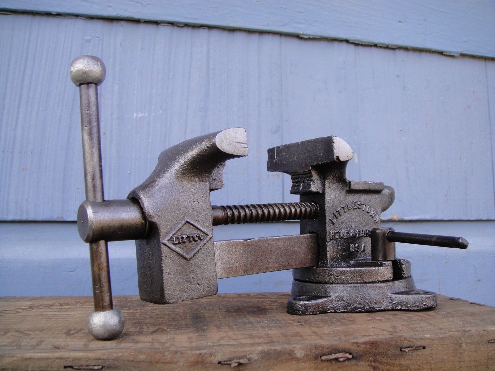 VINTAGE LITTCO LITTLESTOWN ANVIL SWIVEL VISE WITH PIPE GRIPS 3'''' JAW ...