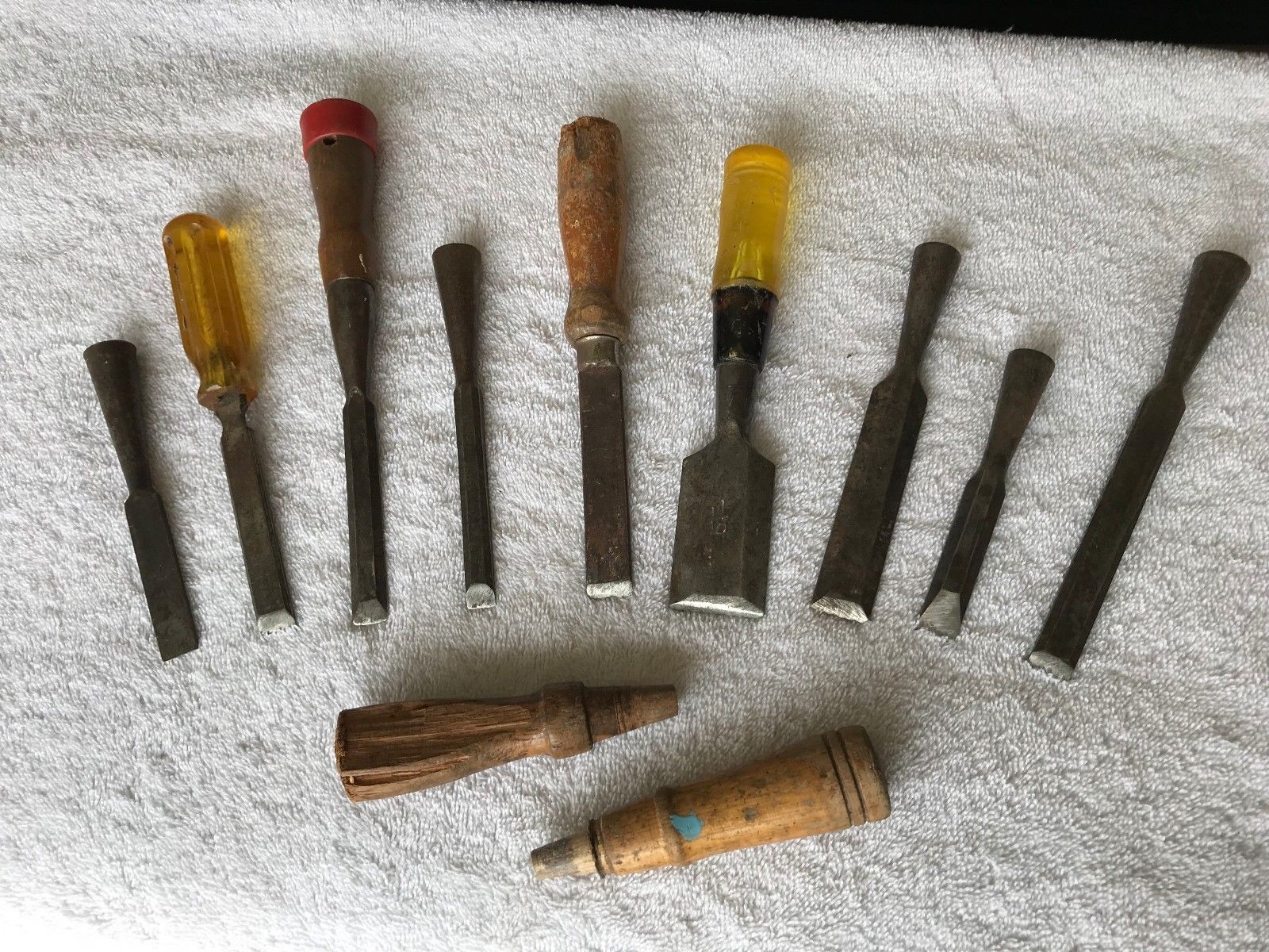 VINTAGE OLD WOOD SOCKET CHISEL LOT, UNION., STANLEY, -- Antique Price ...