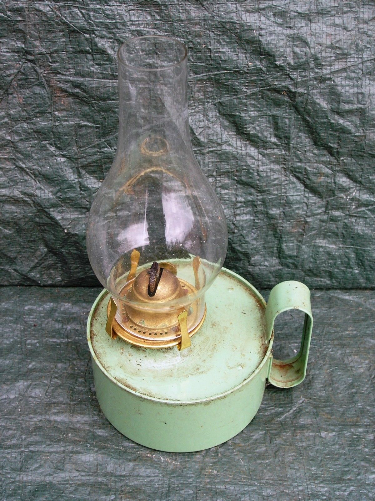 Vintage Metal Base Oil Lamp with Glass Funnel Working 884 -- Antique ...