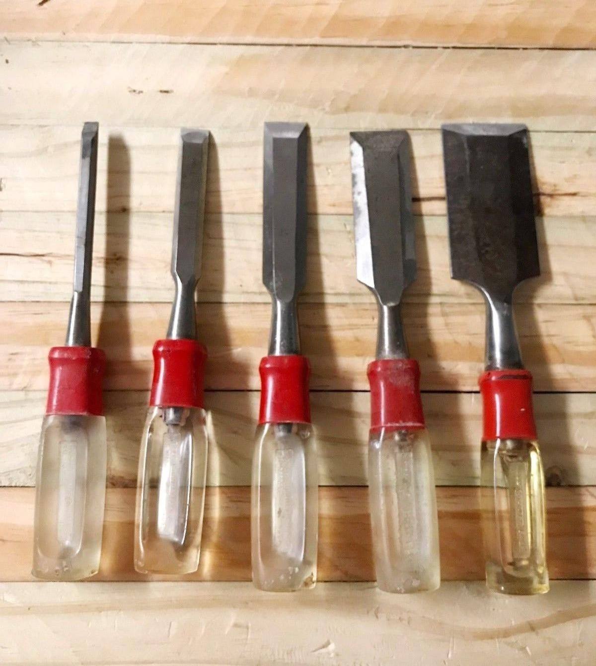 VINTAGE STANLEY CHISEL SET of 5 1/4" - 1-1/2" Great Condition. Good ...