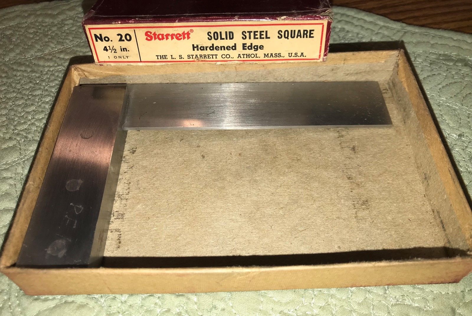 Starrett No. 20 Solid Steel Square Hardened Edge 4 1/2" in Original Box ...