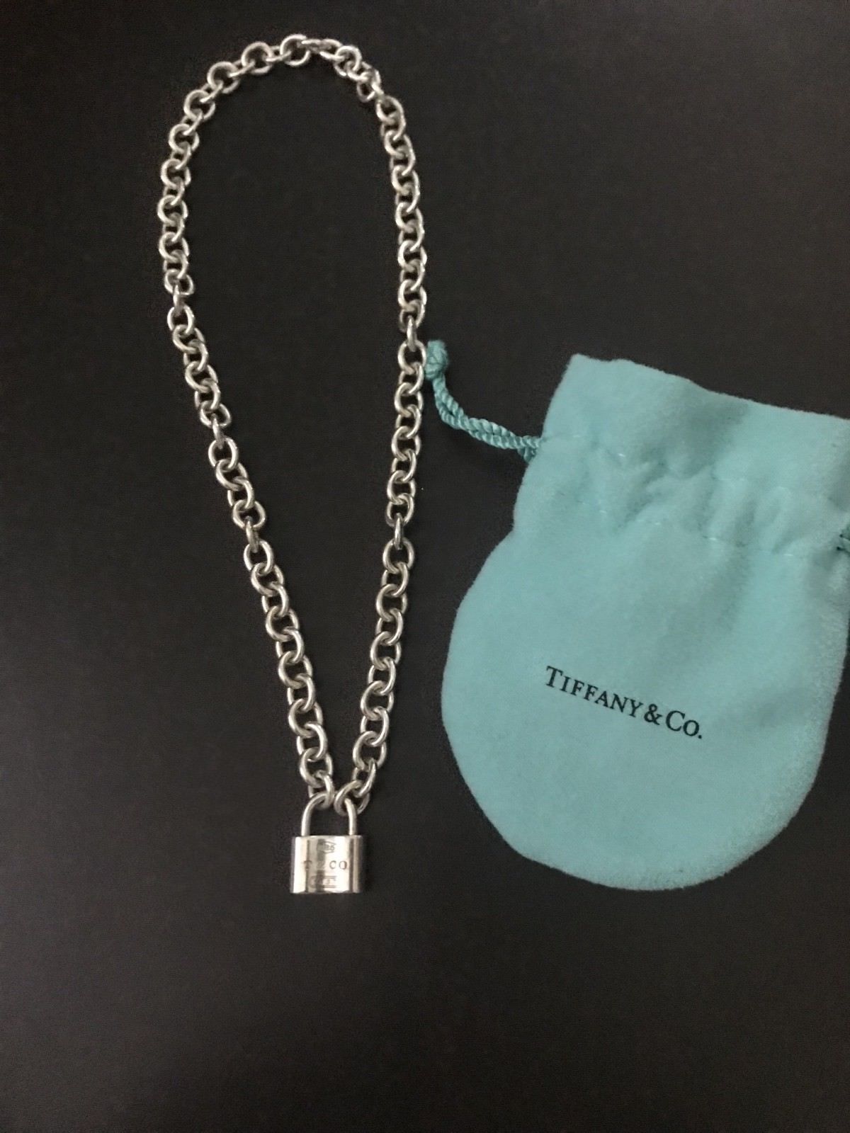 Tiffany & Co Sterling Silver 1837 Padlock Lock Oval Chain Necklace 15" -- Antique Price Guide ...