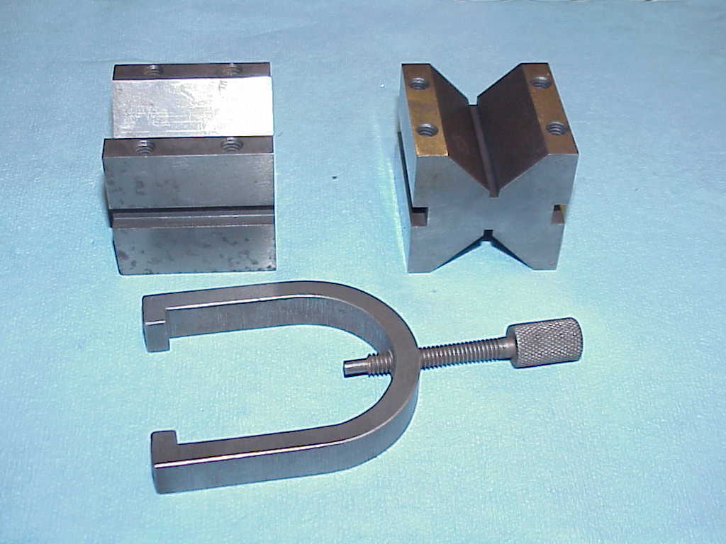 Vintage Bridgeport Mill Pair Hardened V Blocks With Clamp Layout ...