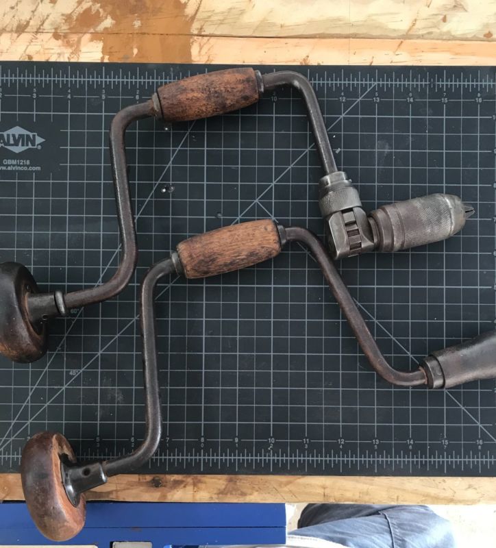 Lot of 2 Brace and bit Drills, Hand Drill, Stanley Brace Great Users No ...