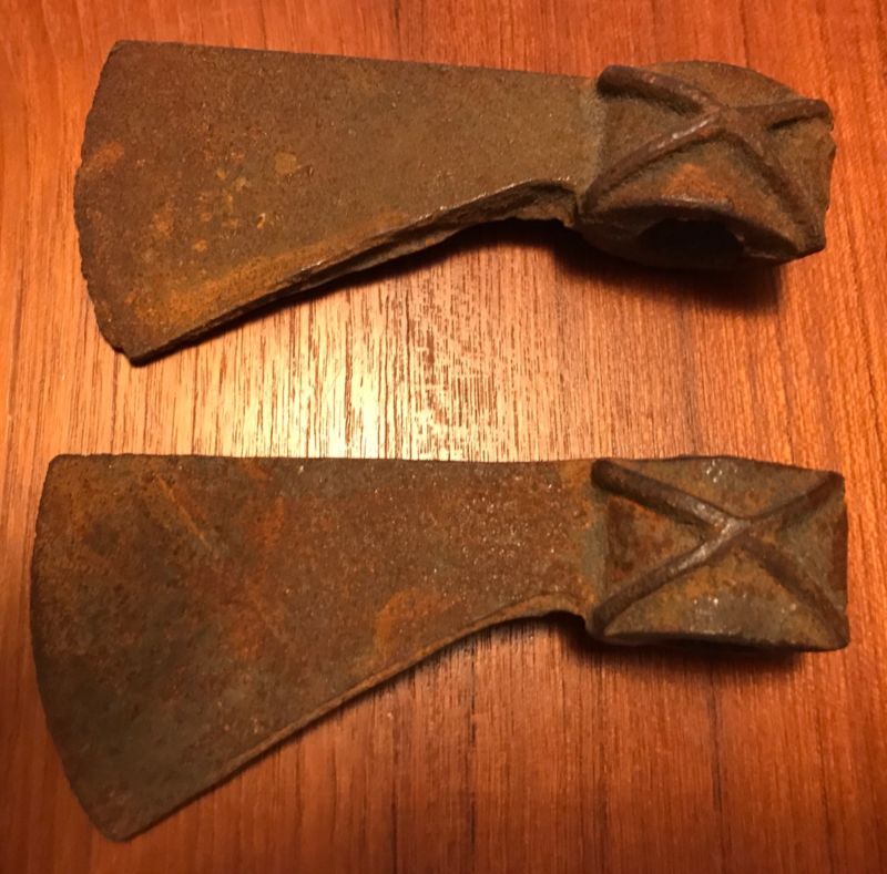TWO CAST IRON TOMAHAWK AXE HEADS -- Antique Price Guide Details Page