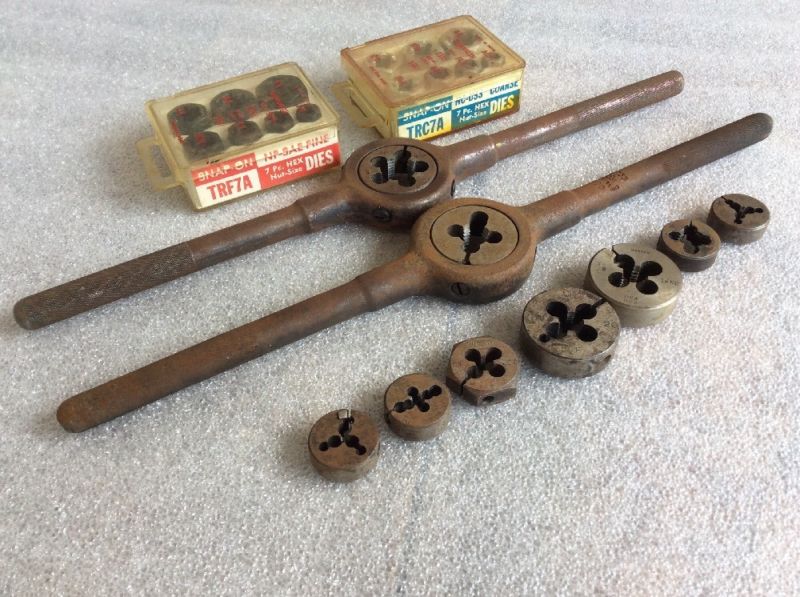 Die Lot 2 Vintage GTD Greenfield Round Tap Wrench & Snap-on Hex Dies ...