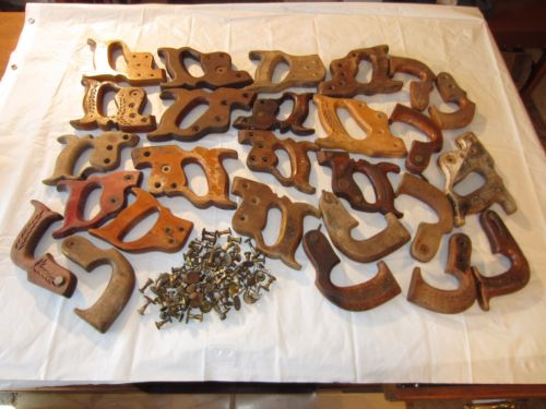 OLD TOOL. COLLECTION OF OLD HAND SAW HANDLES & HANDLE HARDWARE ...