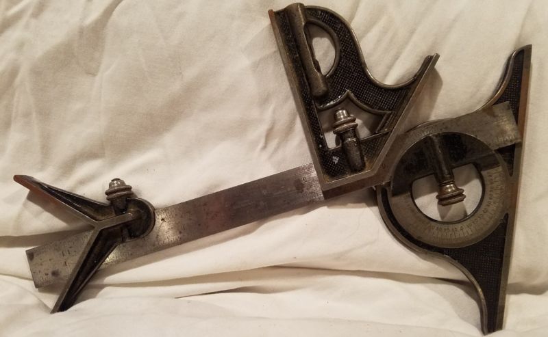 Vintage Starrett No. 4 Combination Machinist Square Protractor Tool ...