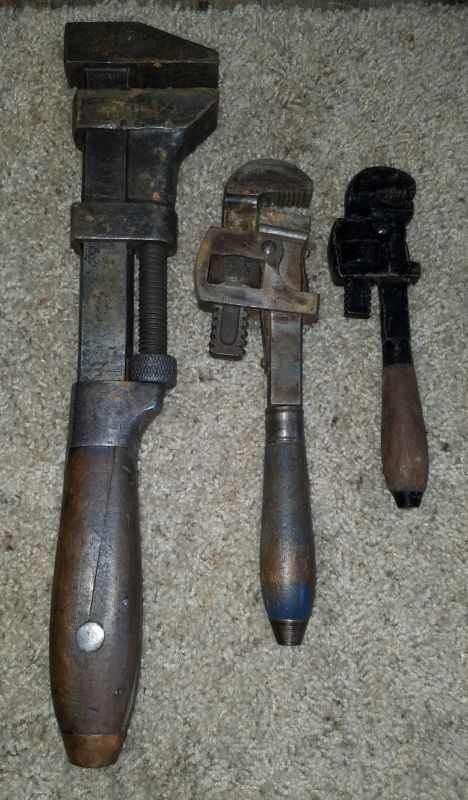 3 Vintage ANTIQUE Adjustable Wrenches Monkey Pipe Wrench Tools Lot 15 ...