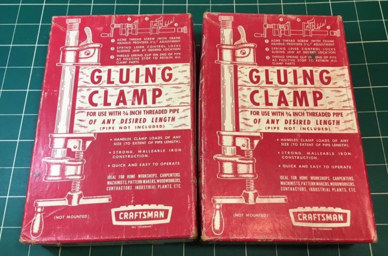 VINTAGE CRAFTSMAN GLUING CLAMP 9-6674 MADE IN USA 3/4 INCH PIPE SET OF ...