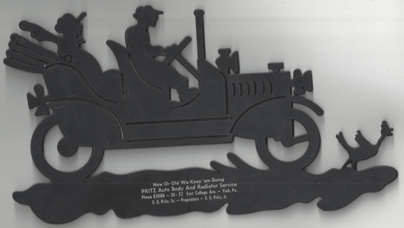 York, PA - PRITZ AUTO BODY SHOP Plastic Silhouette Advertising Die Cut ...