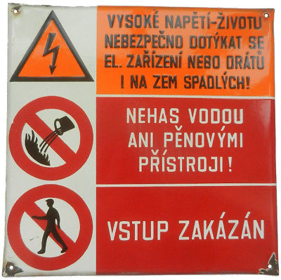 STOP Enamel SIGN Czech Republic ENTRANCE CLOSED Iron DANGER Metal ...