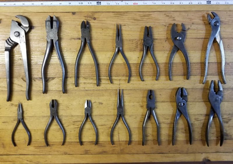 VINTAGE Pliers Lot • Mechanic Blacksmith Tinsmith Woodworking Mixed ...