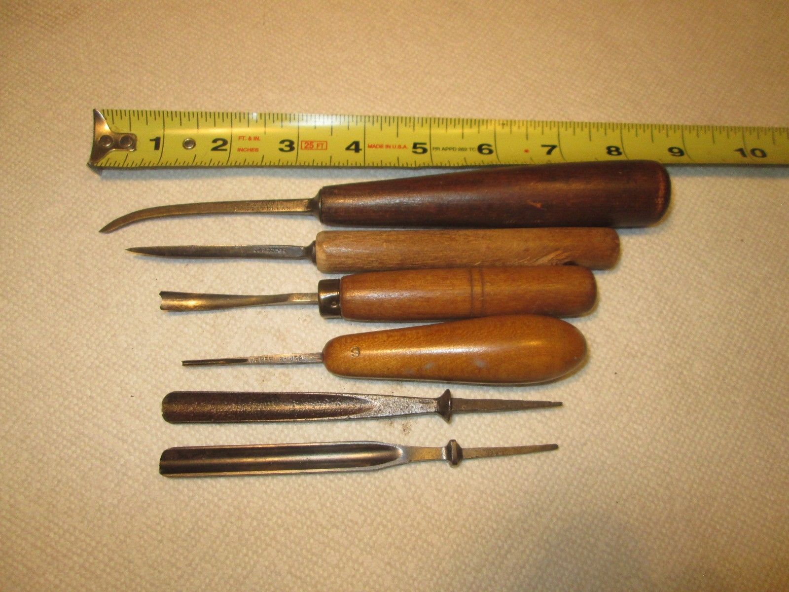 6 Small Carving Chisels -- Antique Price Guide Details Page