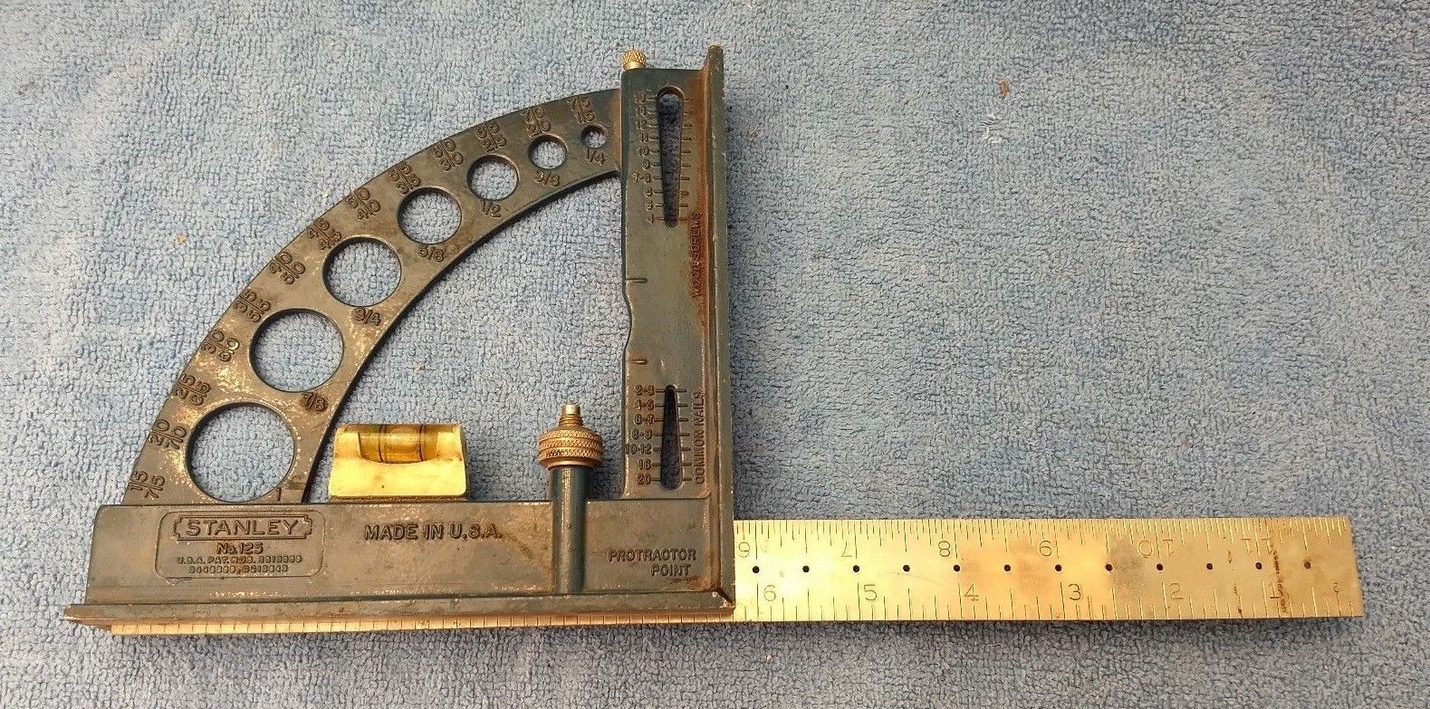 OLD Vtg Stanley # 125 Combination Square w/ Rule Woodworking Layout ...
