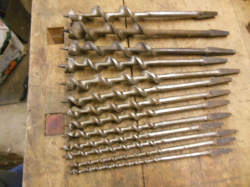 vintage solid center auger bits old boring tool IRWIN 1/4" - 1" set of ...