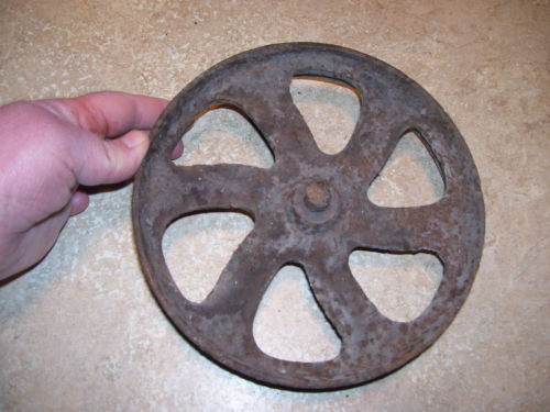 Antique Steampunk Industrial Cast Iron Barn Pulley Spoked Flywheel RARE ...