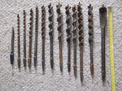 Lot of 13 Vintage Antique Auger Drill Bits For Brace Tools Screw Driver ...