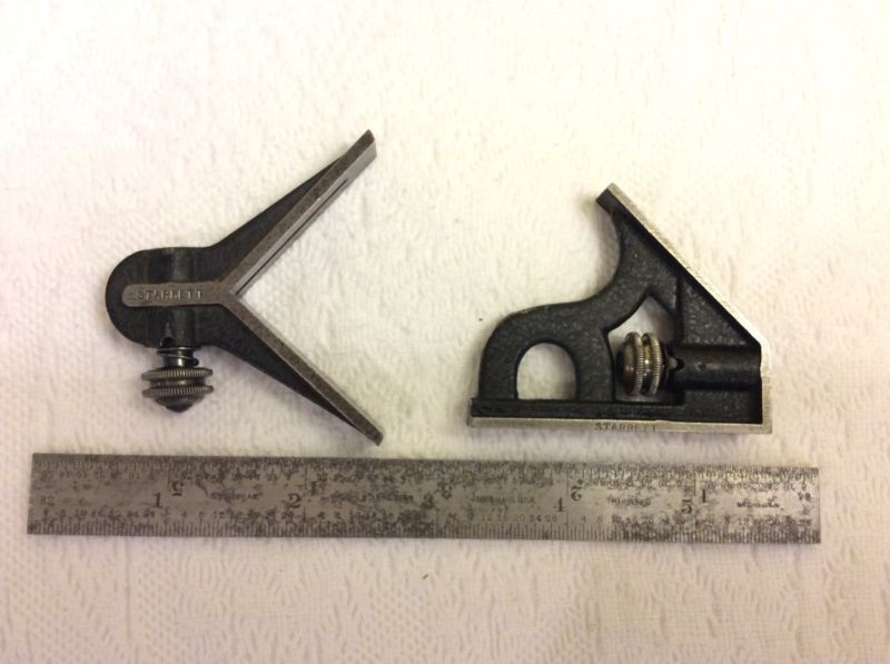 Vtg. Starrett Square Head, 6" Hardened No. 4R GRAD Rule, Centering Head ...