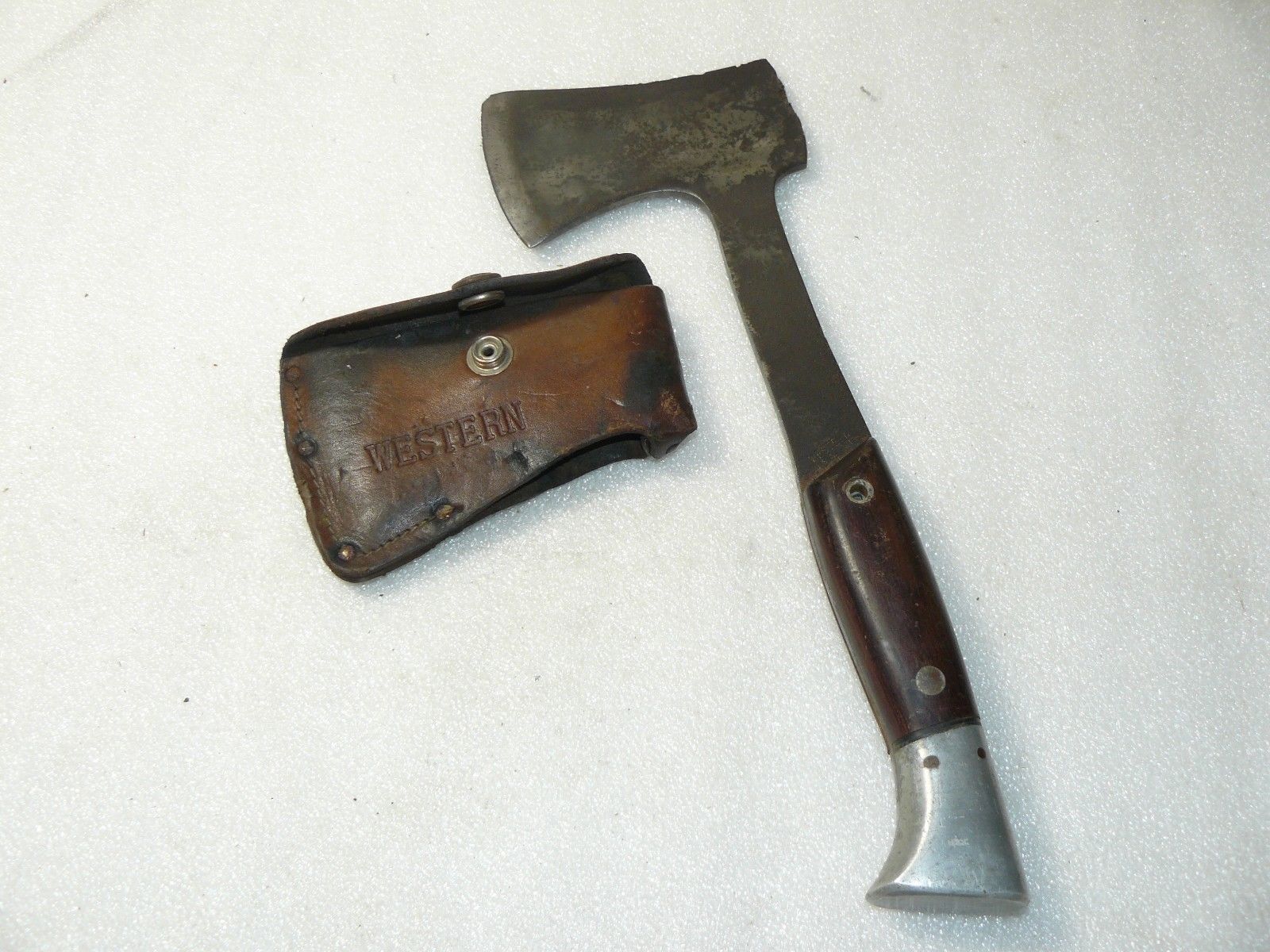 Vintage Western Hatchet Axe with Leather Sheath W10 -- Antique Price ...