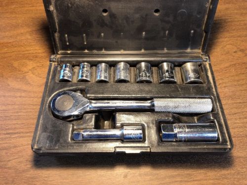 Vintage S-K Tools 3/8" Drive Push Button Ratchet 10pc socket set black ...