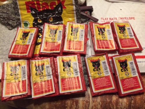 Firecracker Labels Collection Of 10 Black Cat Plus Large Brick Label