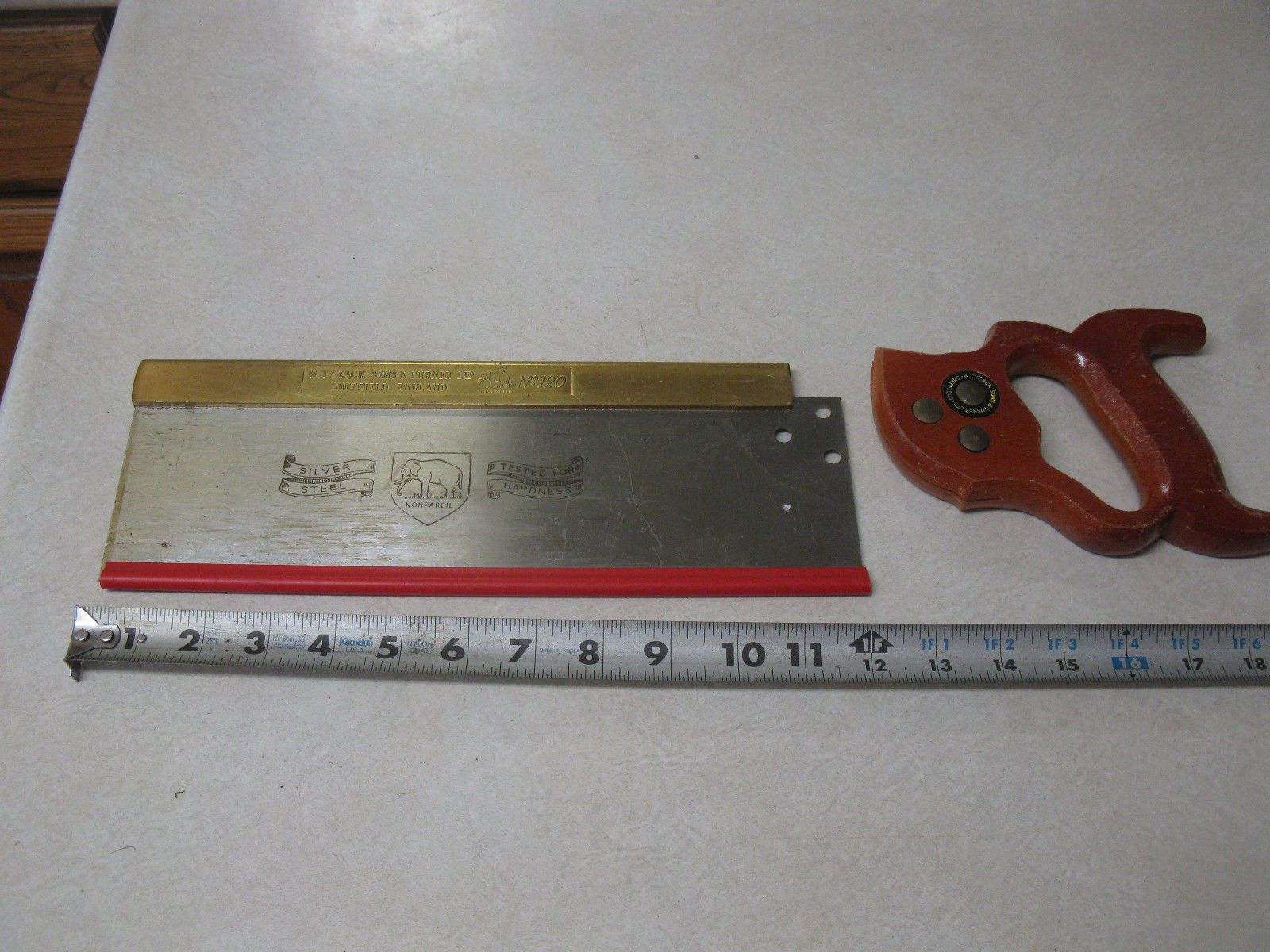 Vintage 12" brass backed tenon saw No 120 by W Tyzack Sons & Turner ...