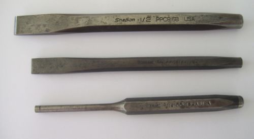 2 Snap-On cold chisels, 1/2'''' PPC8168, 3/8'''' PPC812A, + 3/16 ...