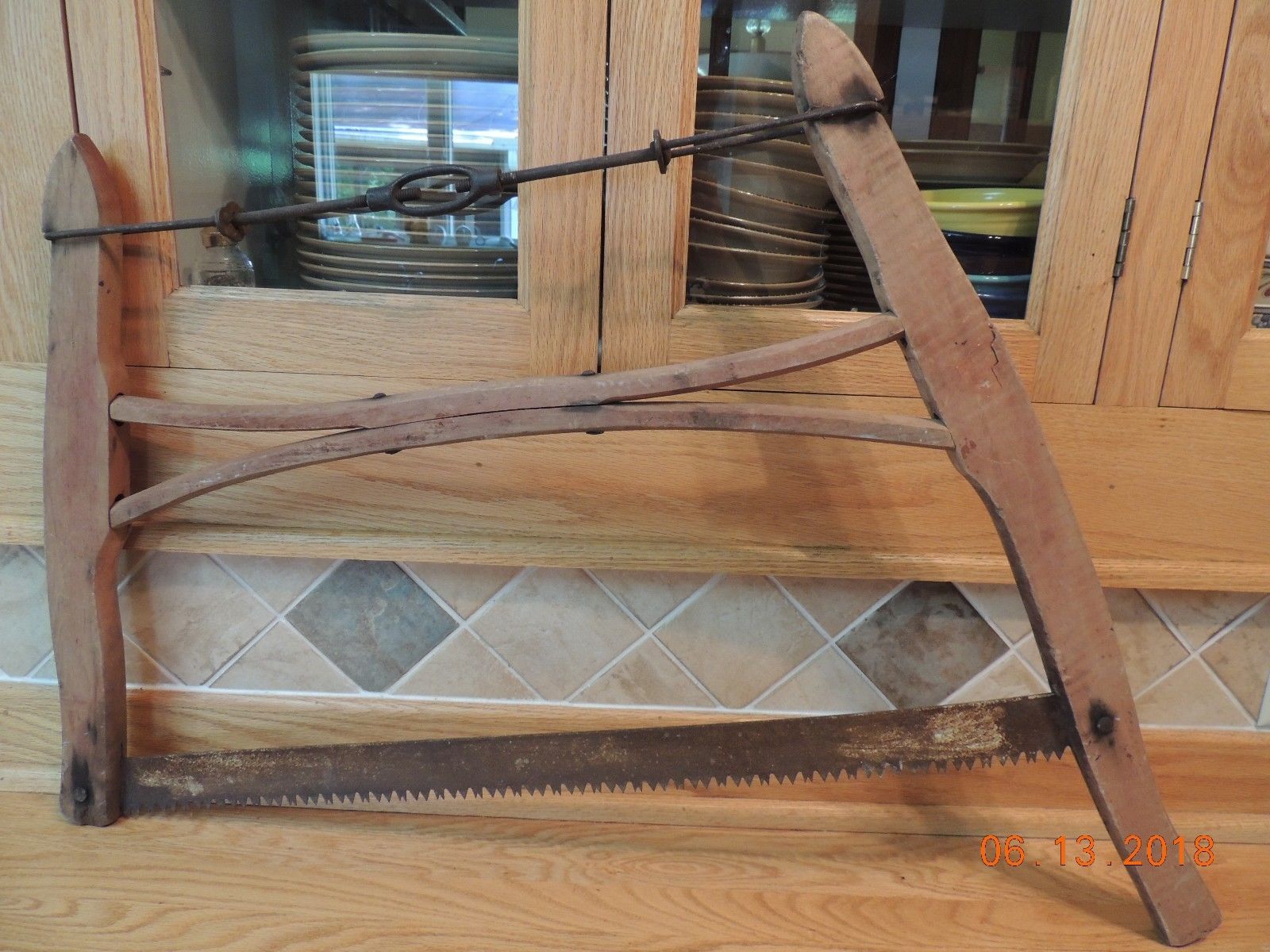 VINTAGE FIREWOOD Buck BUCKING SAW- Farm Cabin Barn Tool - Shows Red ...