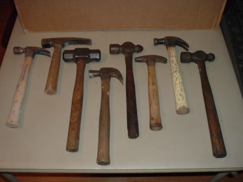 Vintage Lot of Hammers Ball Peen Claw Sledge Masonry Machinist Etc ...