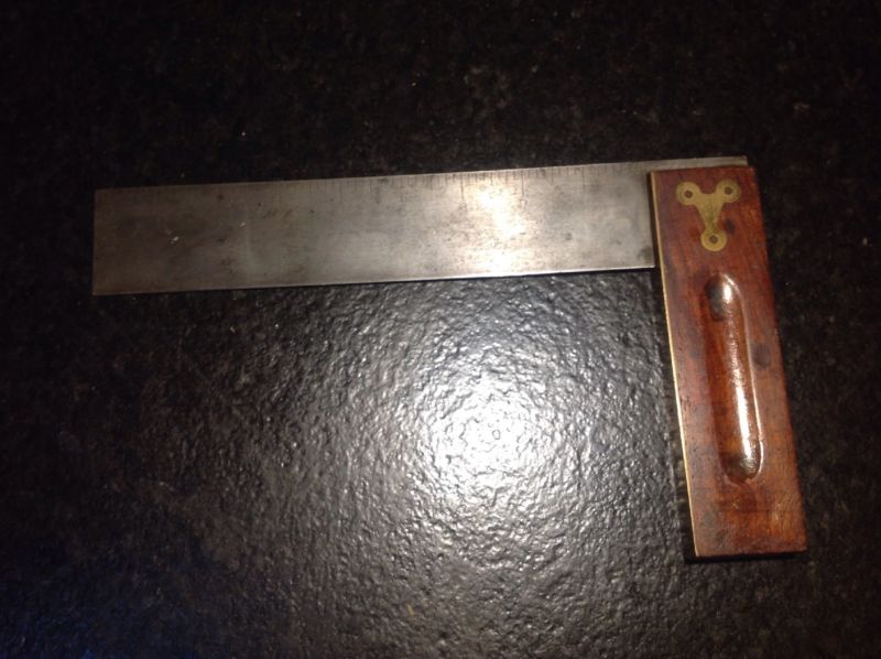 Vintage 9 Inch Stanley Tri Square Brass Inserts Square no 20 -- Antique ...