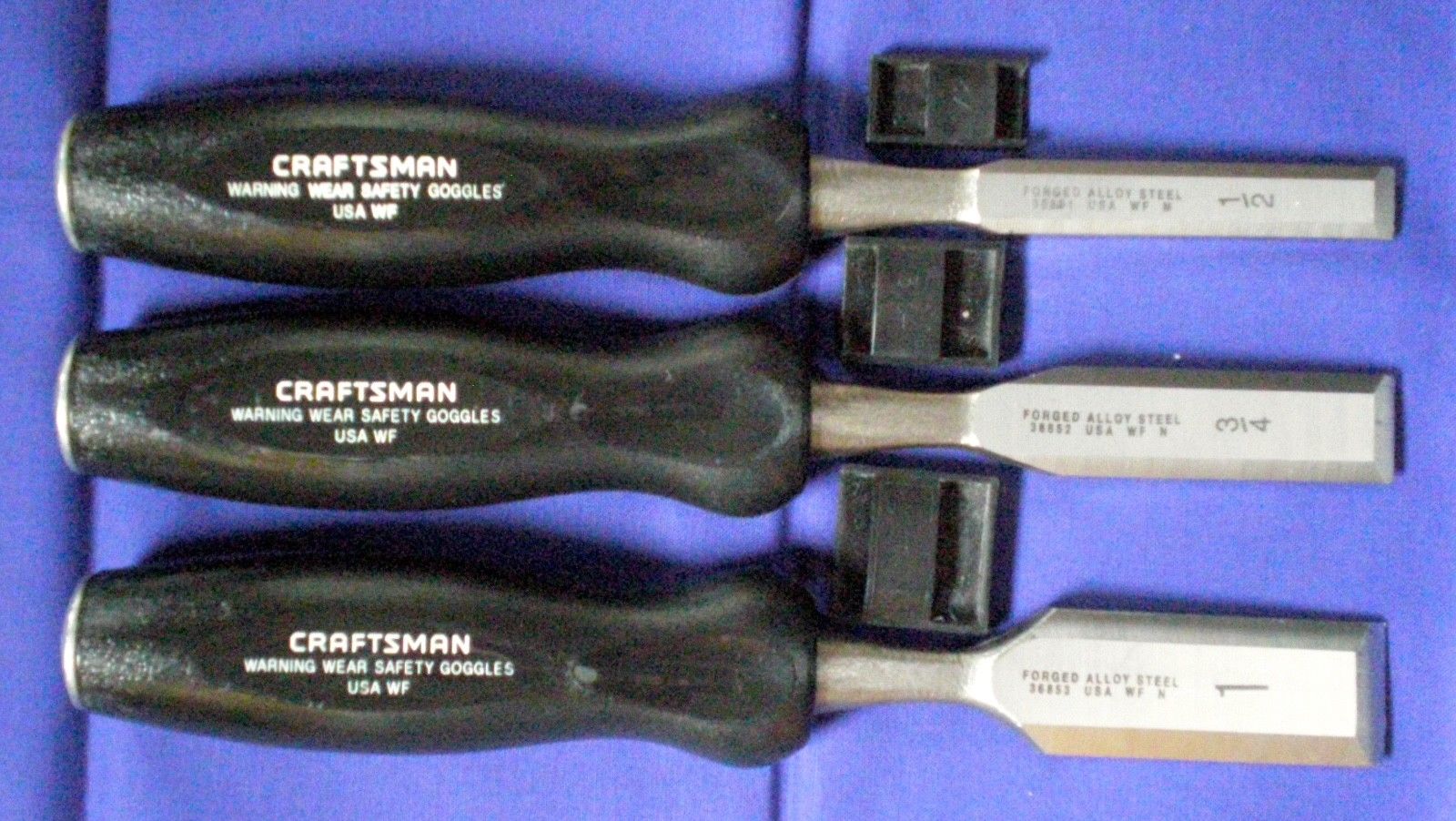Set of 3 Craftsman Chisels 1/2" - 3/4" - 1" 36853 Ergomomic Handle ...