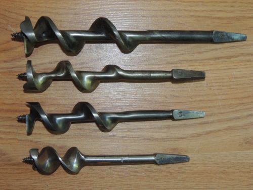 Vintage Woodworking Large Auger Drill Bits Irwin 24, Bell System 20 ...