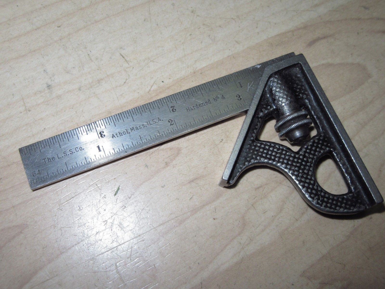 Vintage Early L S Starrett 4'''' combination square good user machinist ...