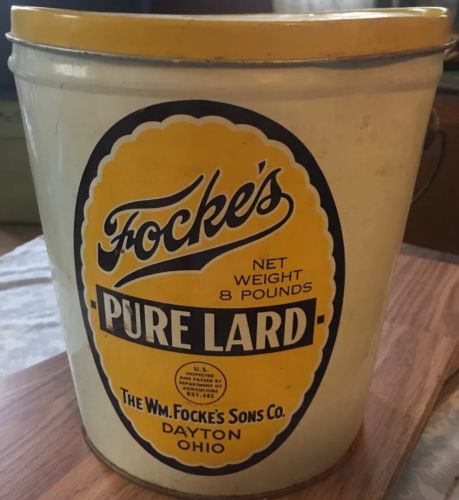 Focke''s pure lard, 7" high X 6" wide -- Antique Price Guide Details Page