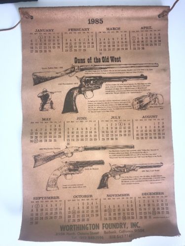 Vintage 1985 Winchester Colt Smith & Wesson Cowhide Wall Calendar ...