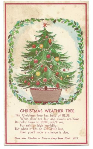 Vintage Hygroscope Forecasting Weather Card - Christmas Weather - Tree ...