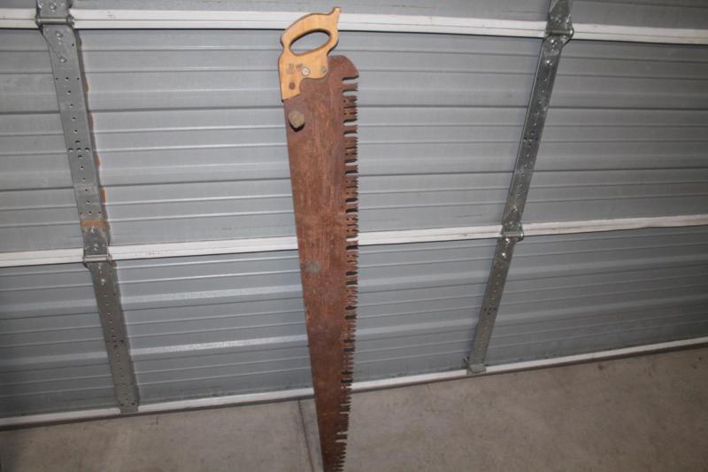 Vintage 4 ft.Superior Warranted Crosscut Logging Saw w Handle perf ...
