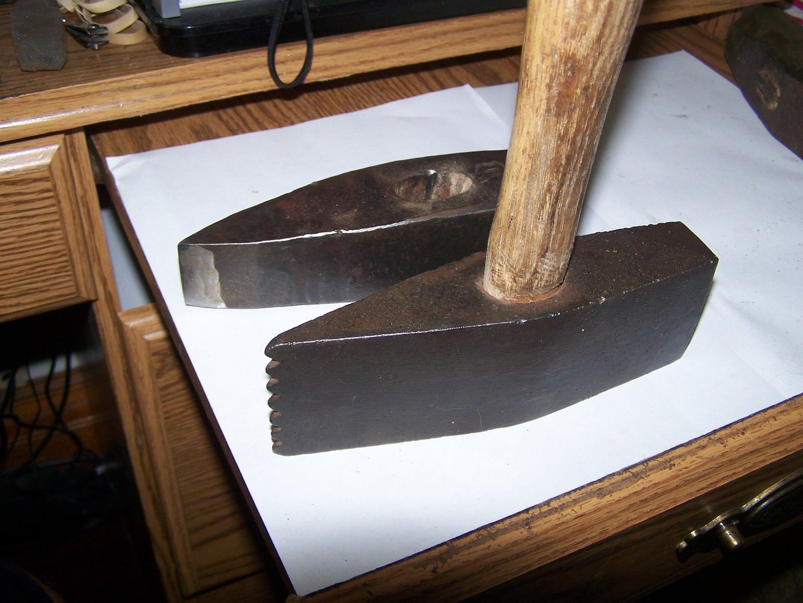 VINTAGE BLACKSMITH HAMMER 4 LBS HUBBARD HOT CUT MASONRY WITH TEETH 5 ...
