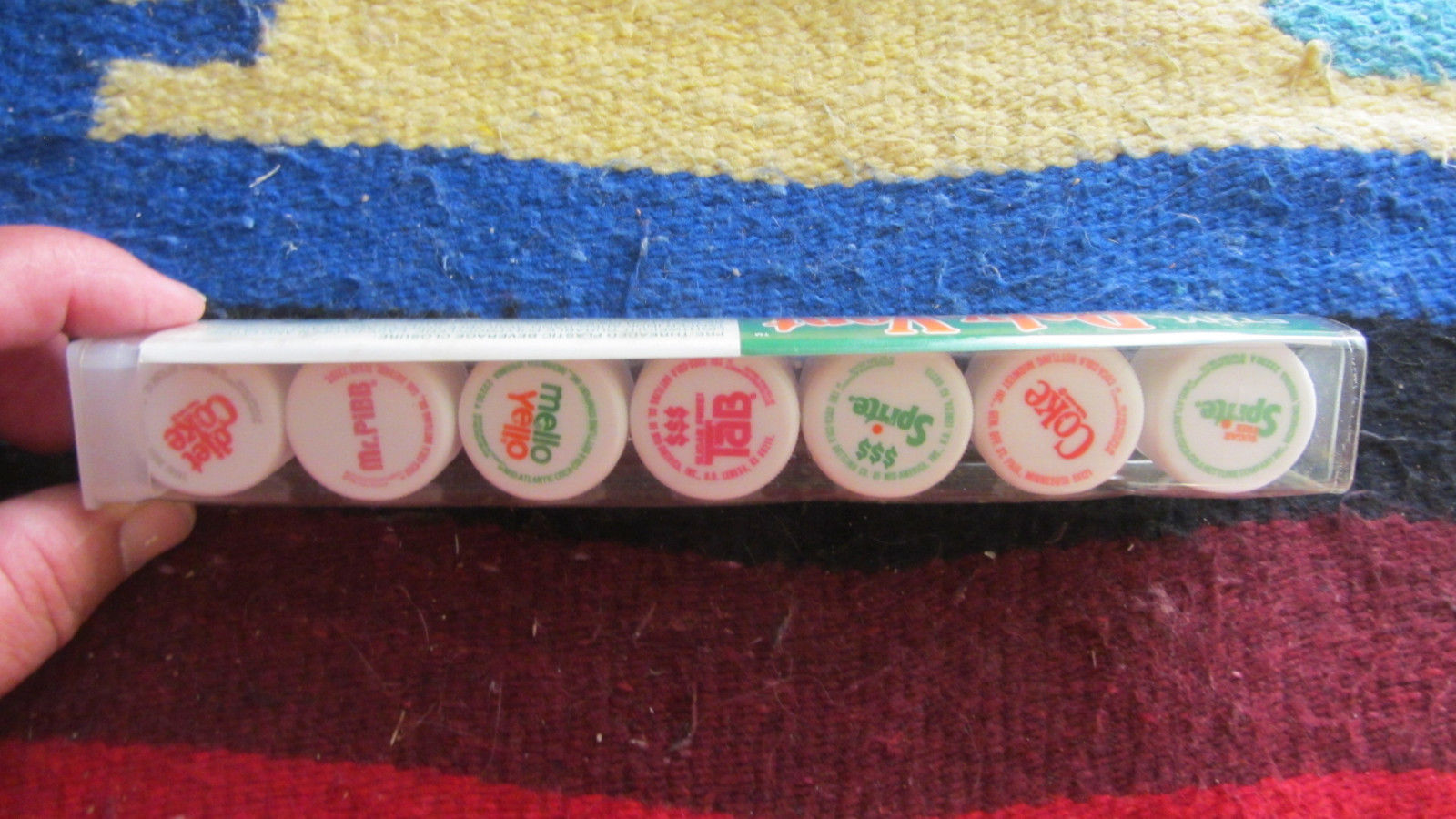 Vintage Set Of Promo Plastic Bottle Caps Coke Mello Yello Tab Sprite Poly Vent Antique Price