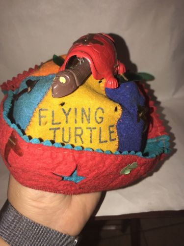 Vintage Flying Turtles Felt Beanie Hat Bobble Turtle Airlplane NASA ...