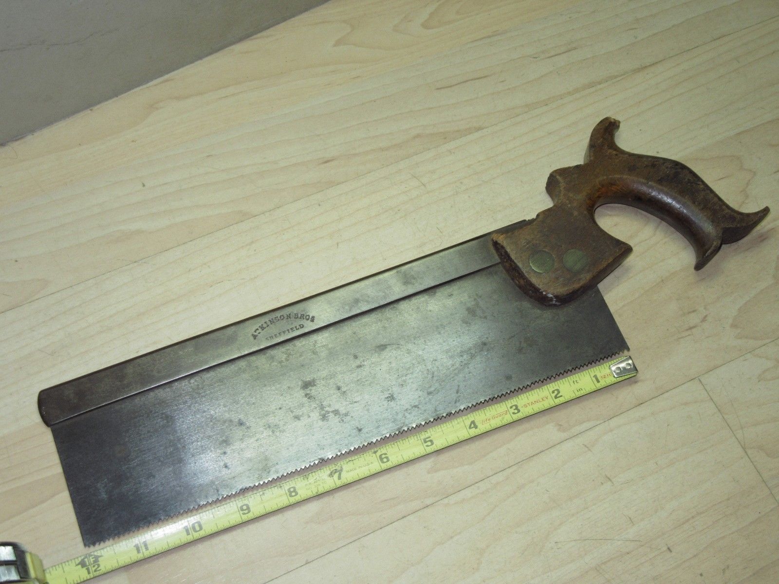 Vintage Atkinson Bros. 12'''' back saw split nut Sheffield England good ...
